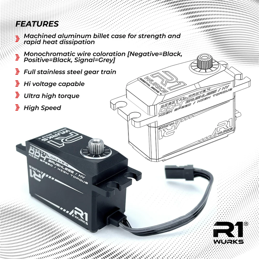 R1WURKS Digital Drive 4 [DD4] High Torque/Speed Low-Profile Servo ...
